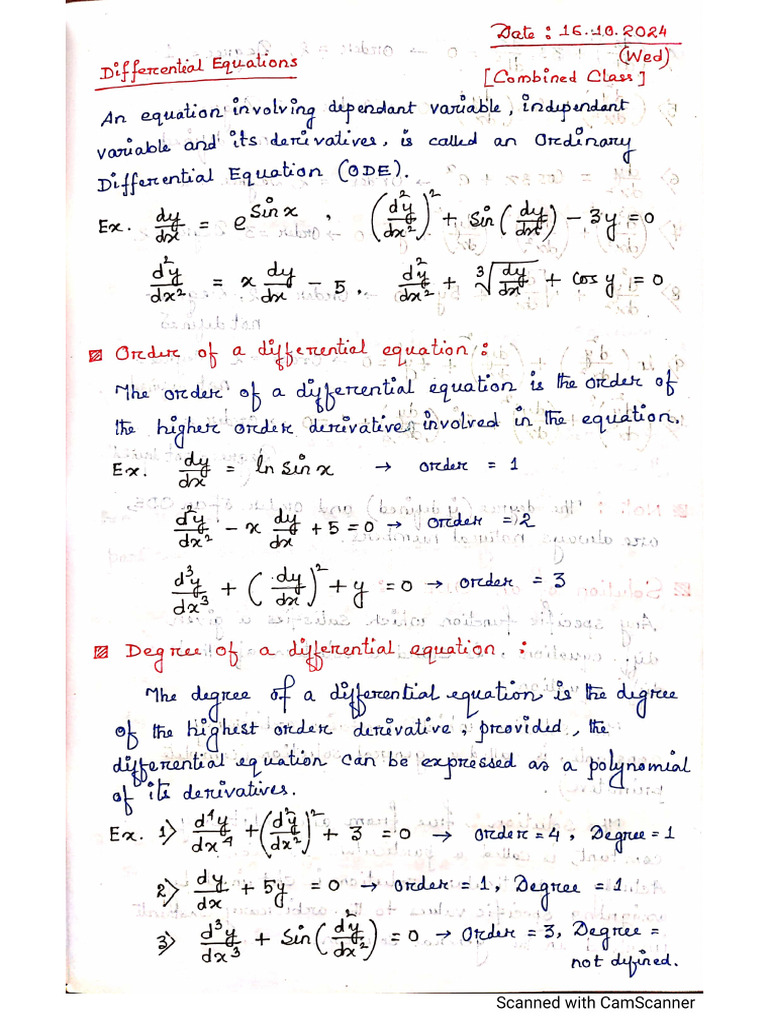 XII Differential Equation 16.10.2024 | PDF