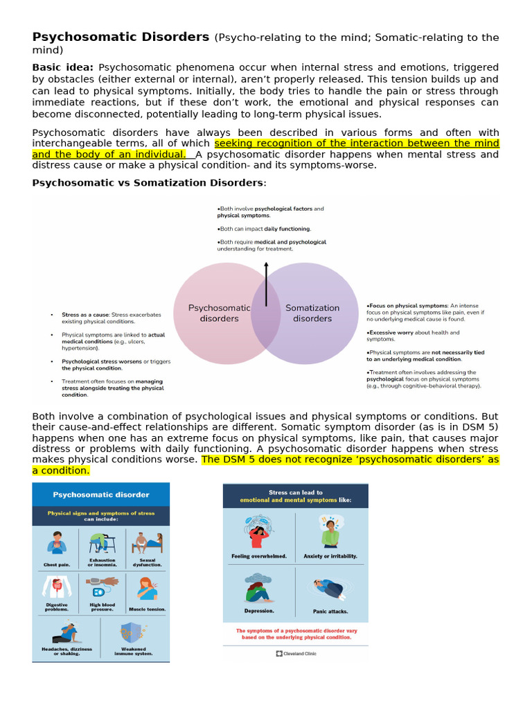 Psychosomatic Disorders | PDF | Diagnostic And Statistical Manual Of ...