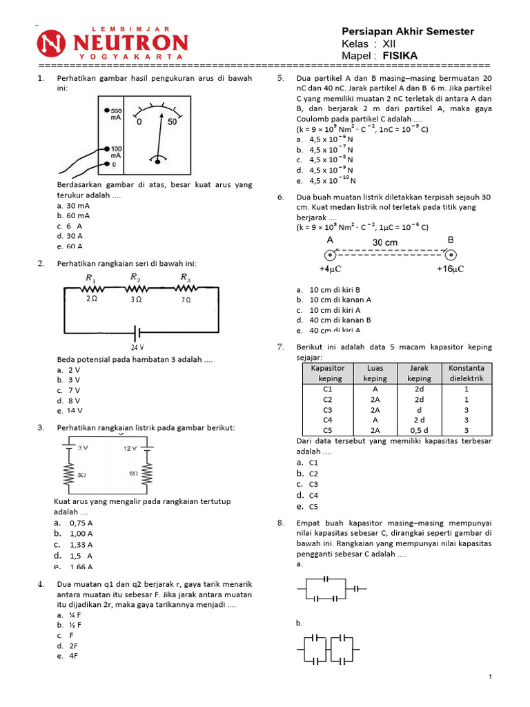 Soal PAS Fisika Kelas XII - SMADA | PDF