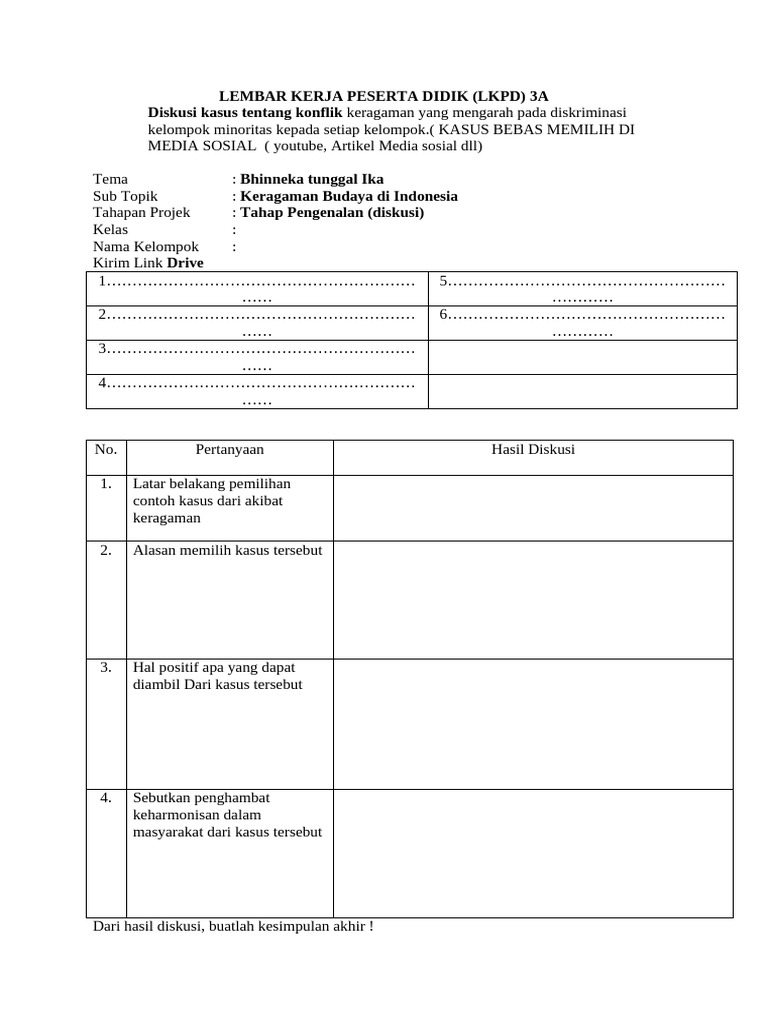 Lembar Kerja Peserta Didik 3a | PDF
