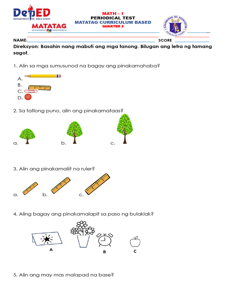 PT Grade 1 Matatag Math 1 - Tagalog Version | PDF