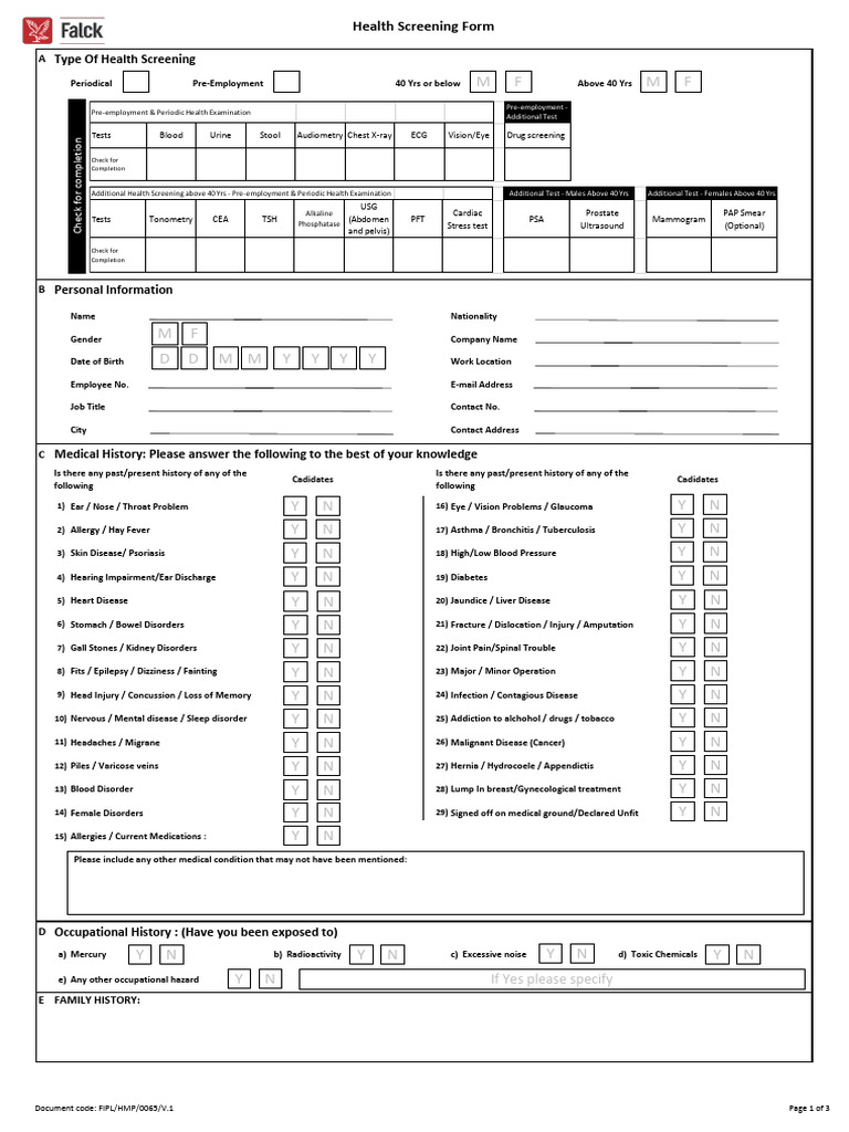 HelathcheckFormtestFinal7 | PDF | Blood Pressure | Physical Examination