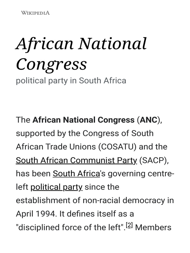 African National Congress - Simple English Wikipedia, The Free ...
