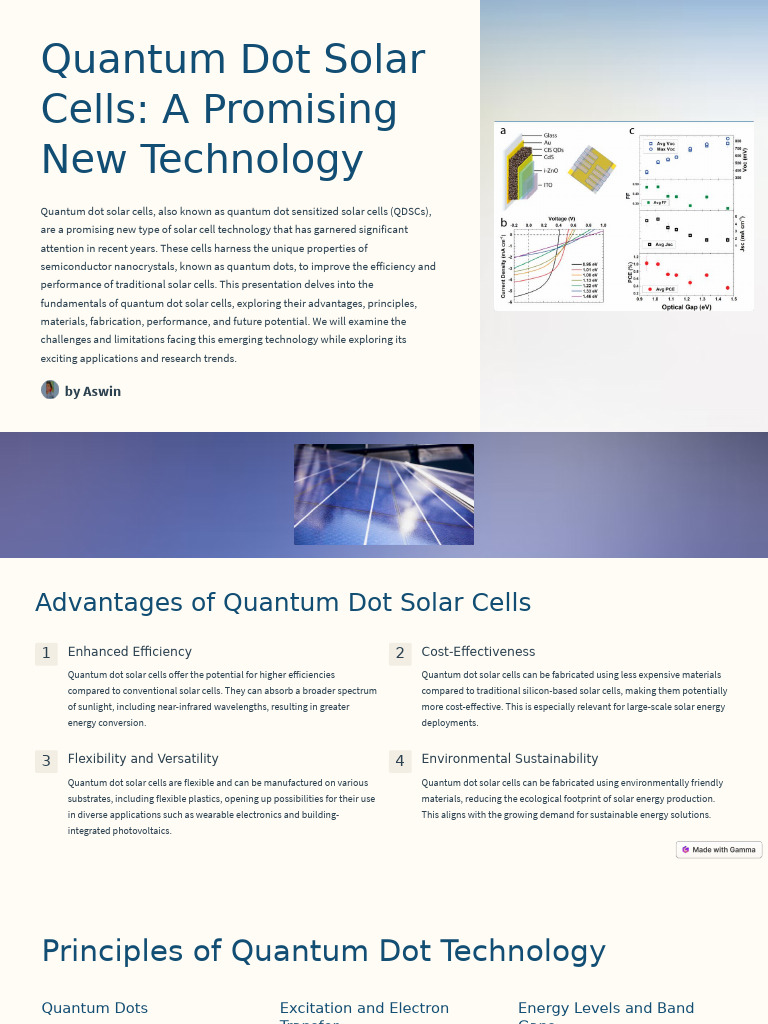 Quantum Dot Solar Cells A Promising New Technology | PDF | Solar Cell ...