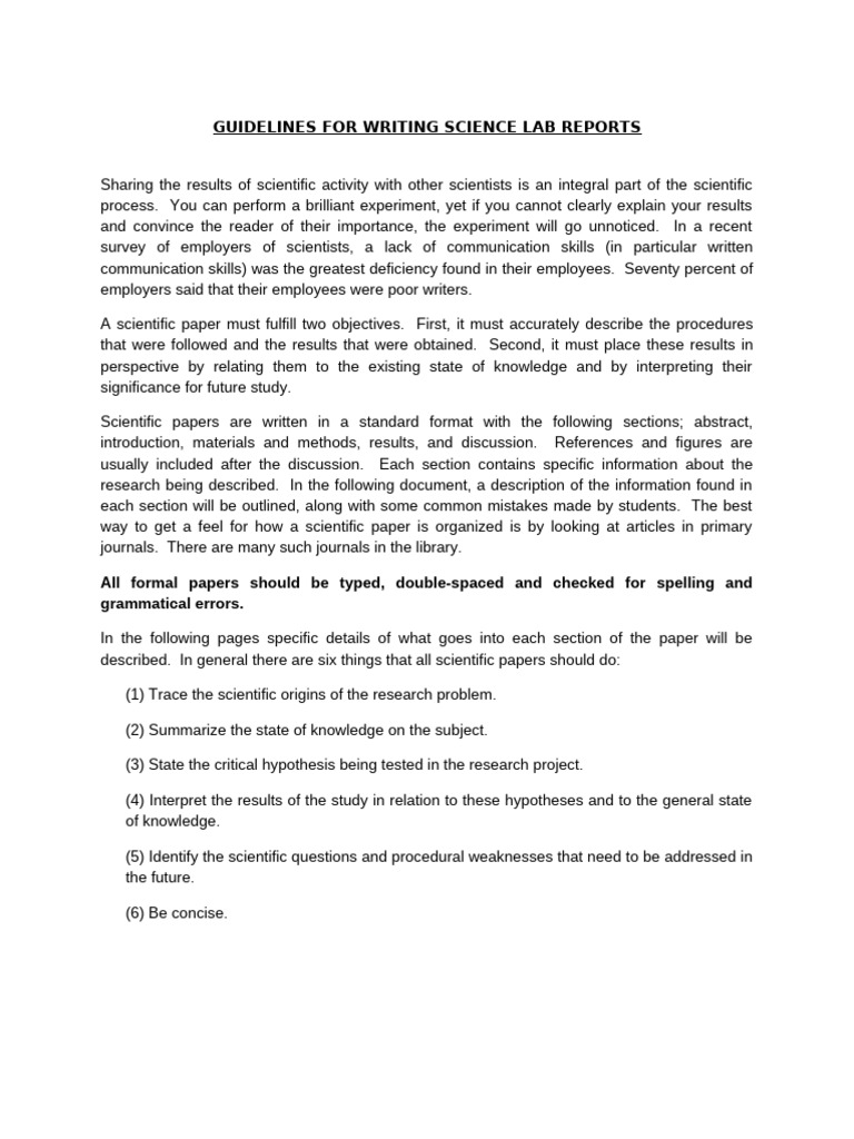 Guidelines For Writing Science Lab Reports | PDF | Amphibian | Citation