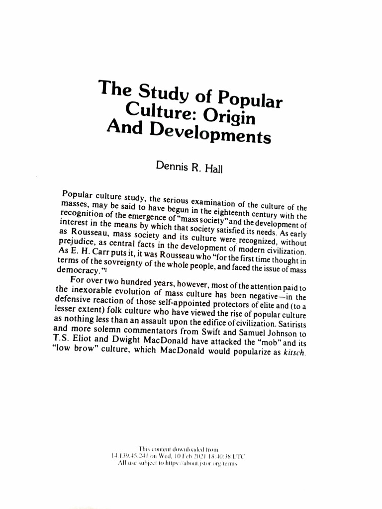 The Study of Popular Culture - Dennis R Hall | PDF | Sociology ...