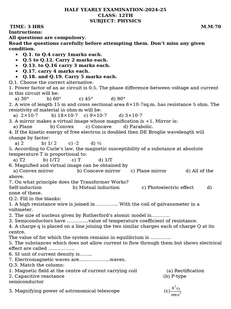 Physics 24 25 | PDF | Inductance | Physical Quantities