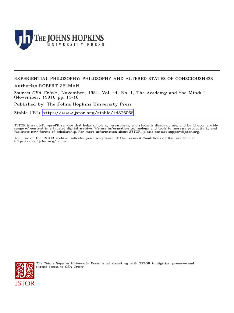 Zelman Experientialphilosophyphilosophy 1981 | PDF | Metaphysics | Idea