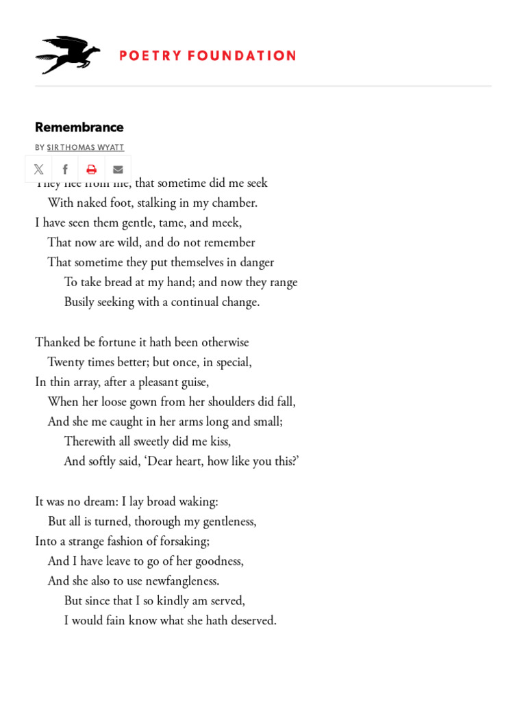 Remembrance - The Poetry Foundation | PDF