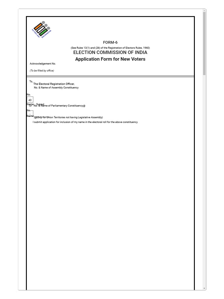 Form 6 | PDF | Electoral District | Government