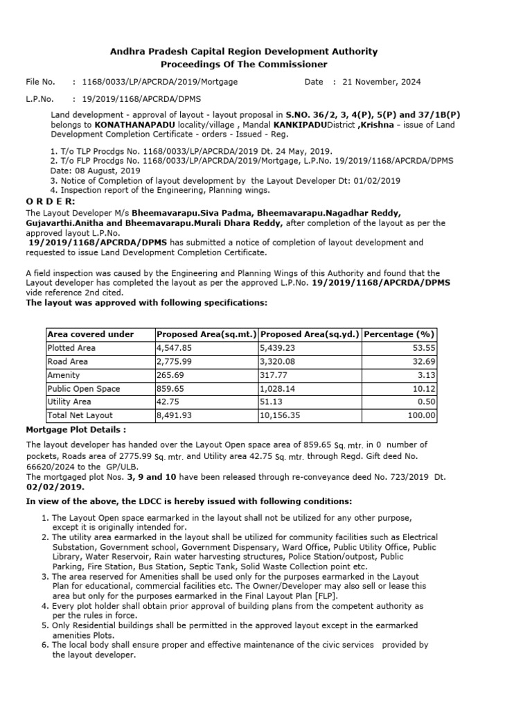 Land Development Completion Certificate | PDF