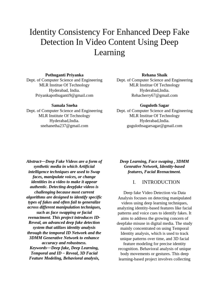 Identity Consistency For Enhanced Deep Fake Detection in Video Content ...
