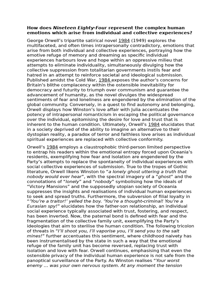 1984 Base Essay | PDF | Experience | Psychology