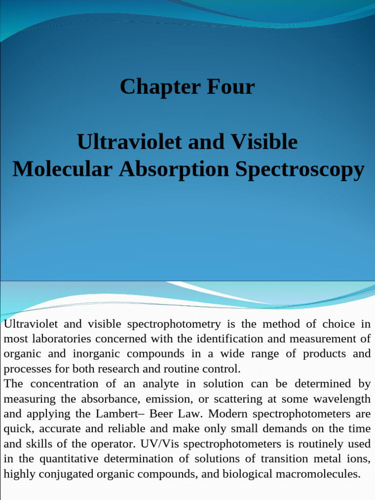 Chapter Four | PDF | Ultraviolet–Visible Spectroscopy | Spectrophotometry