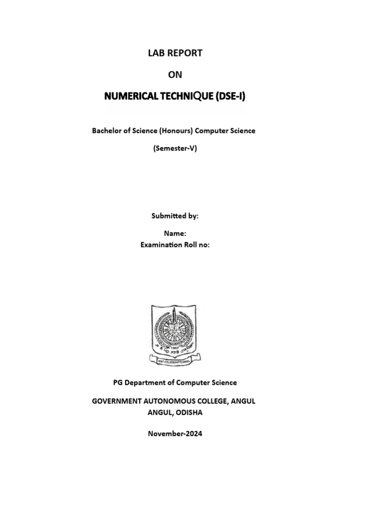 Numerical Technique Manual Book | PDF