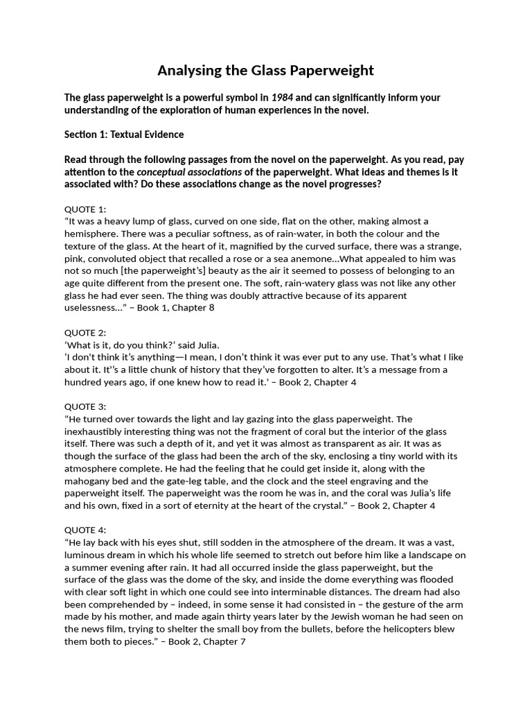 Significance of the Glass Paperweight in 1984 | PDF
