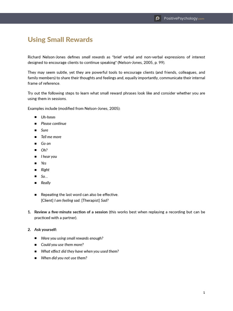 Using Small Rewards | PDF
