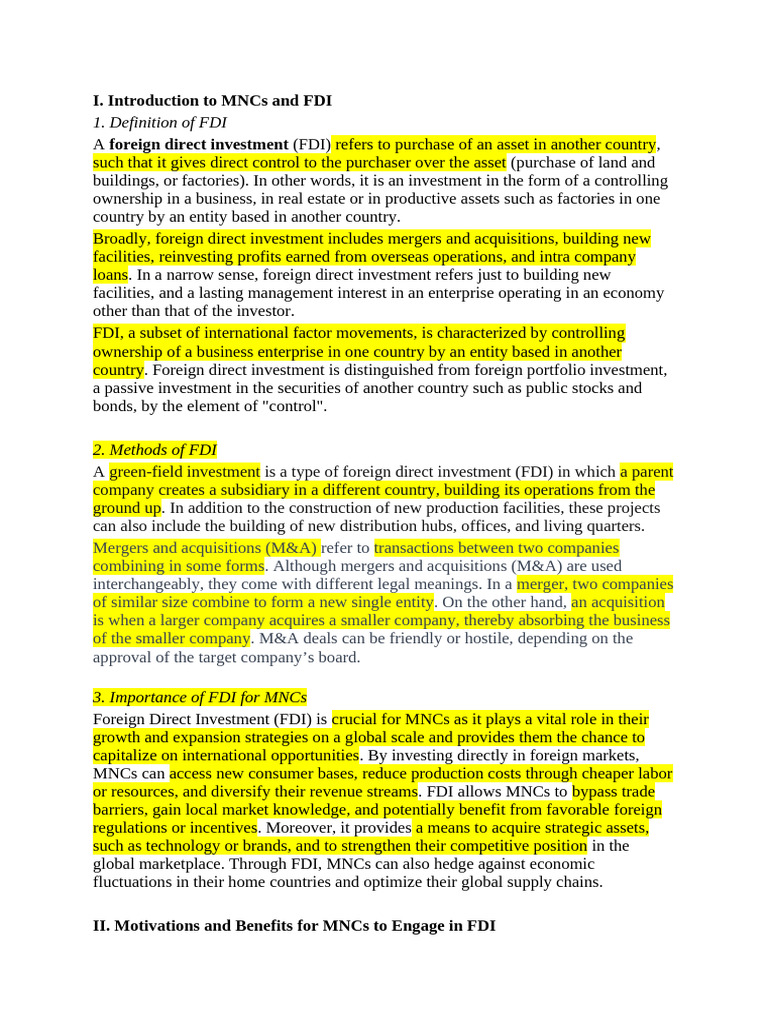 MNC Group 6 | PDF | Foreign Direct Investment | Multinational Corporation