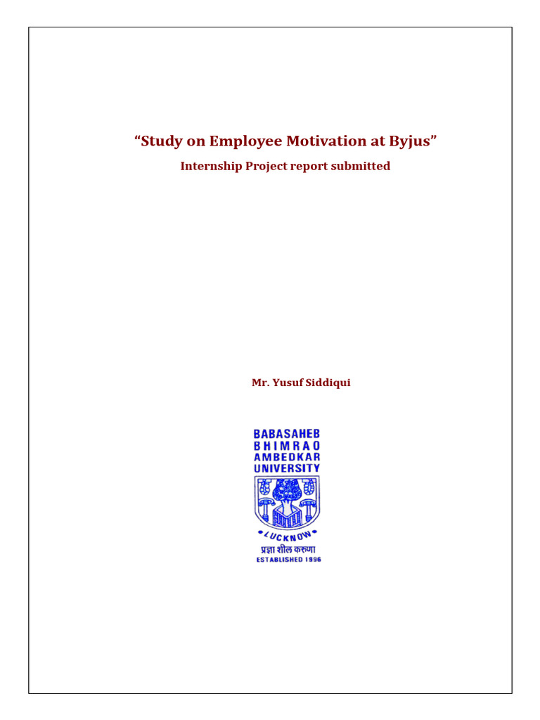 Study On Employee Motivation at Byjus | PDF | Motivational | Motivation