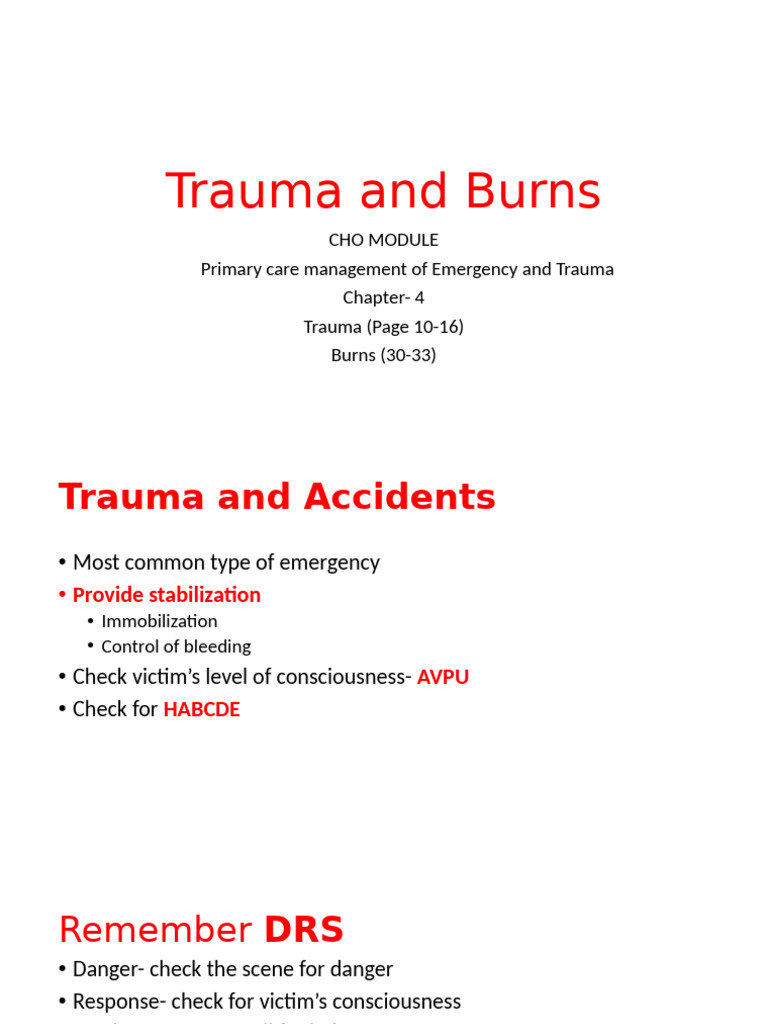 Emergency Care - Trauma and Burns | PDF | Burn | Wound