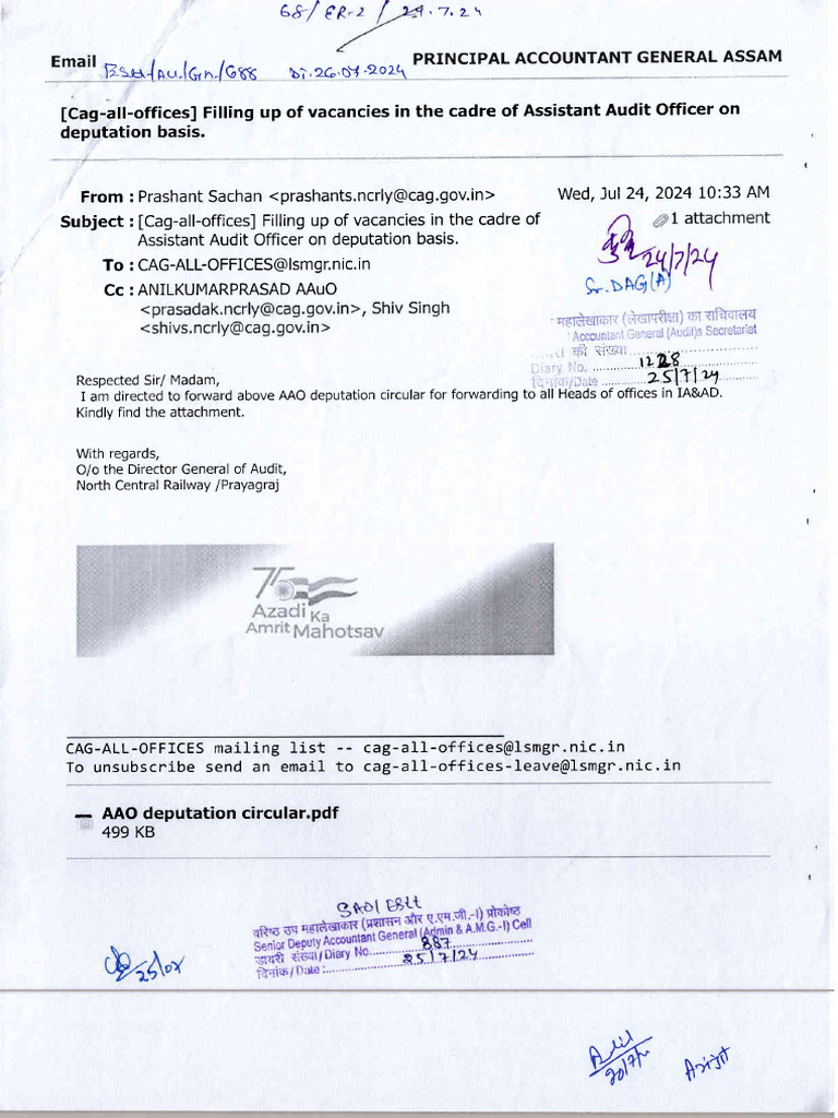 Deputation in DGA, NCR, Prayagraj | PDF