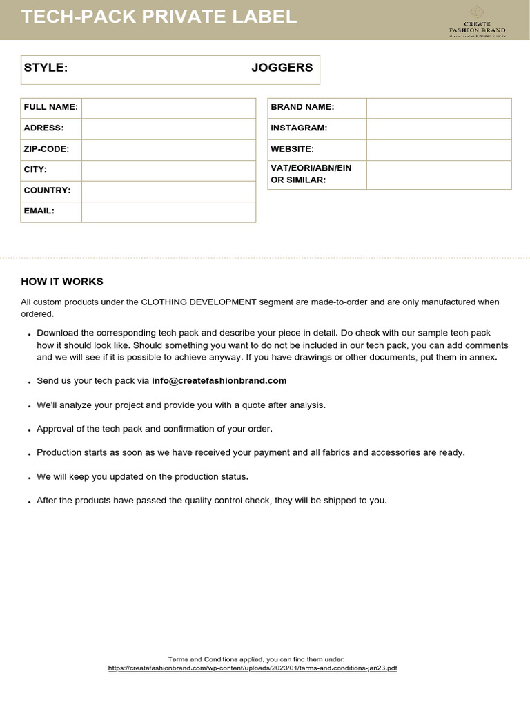 Tech Pack Joggers Private Label V2 | PDF | Cotton | Textiles