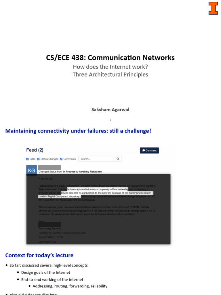 CS - ECE438 Lec4 InternetArchitecturalPrinciples | PDF | Computer Network | Router (Computing)