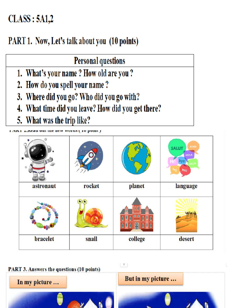 5a1 Speaking Test | PDF
