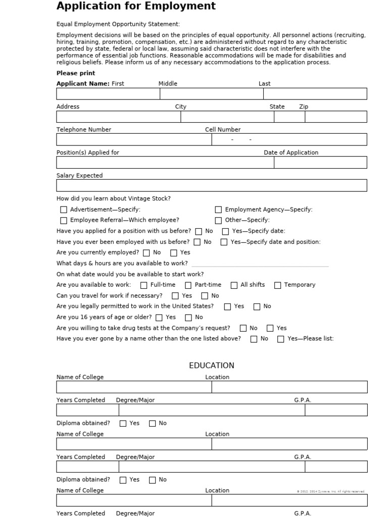 Employment Application | PDF