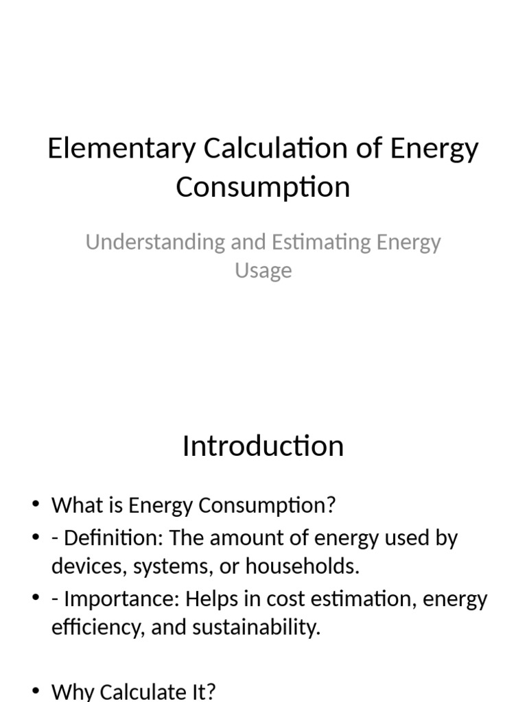 Elementary Calculation of Energy Consumption | PDF