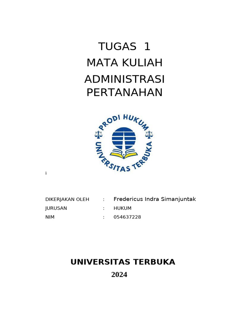 TUGAS 1 Administrasi Pertanahan | PDF