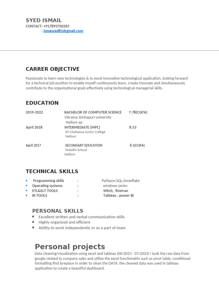 Syed Ismail Resume Updated | PDF