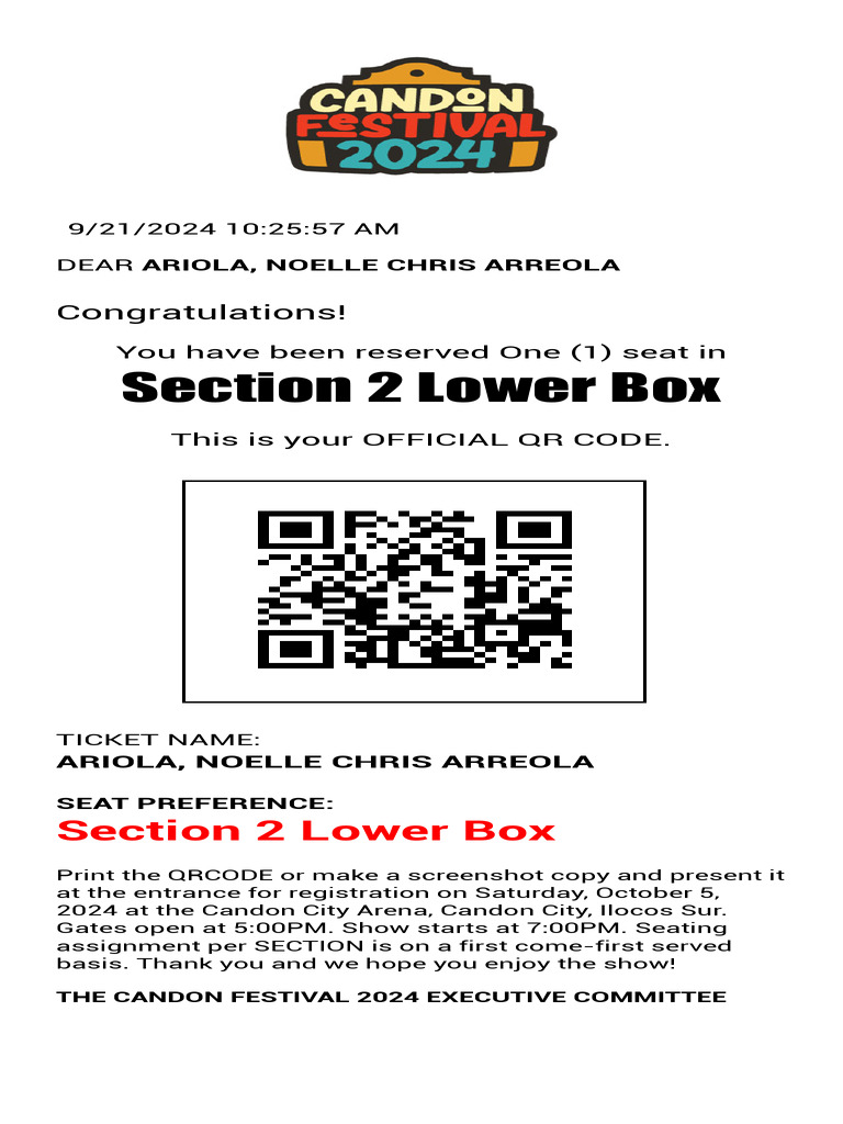 Candon Music Festival 2024 Ticket | PDF