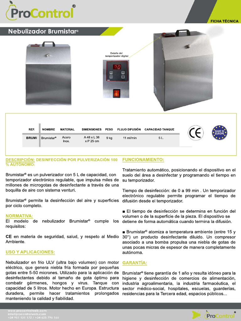 FT Nebulizador Brumistar ProControl | PDF