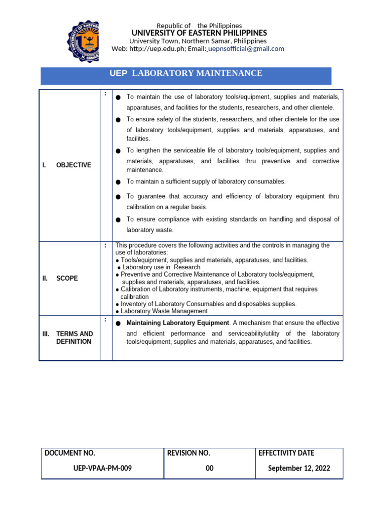 Laboratory Equipment Maintenance Guide | PDF | Laboratories | Calibration