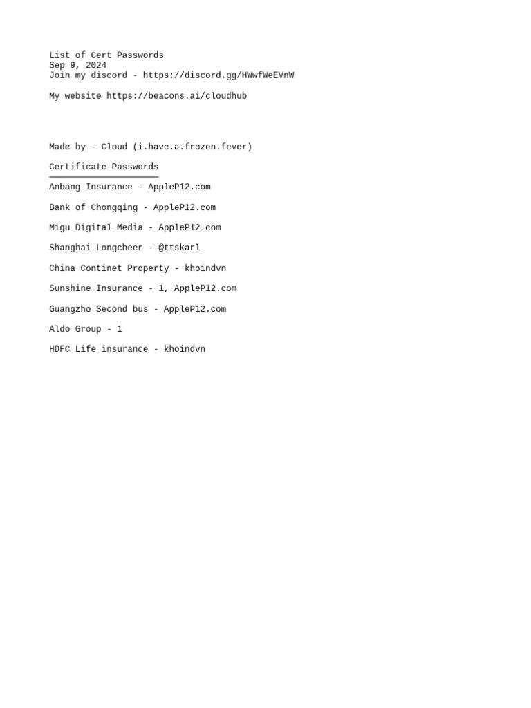 10+ Cert Passwords | PDF