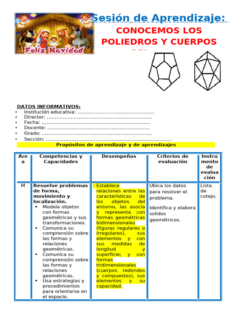 4° Sesión Día 3 Mat Conocemos Los Poliedros y Cuerpos Redondos | PDF | Evaluación | Politopos
