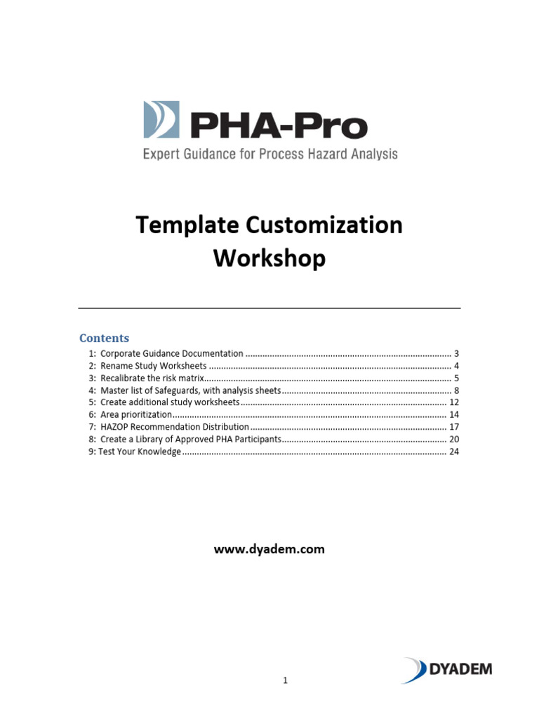PHA Pro - Advanced Exercise - Template Customisation | PDF | Risk ...