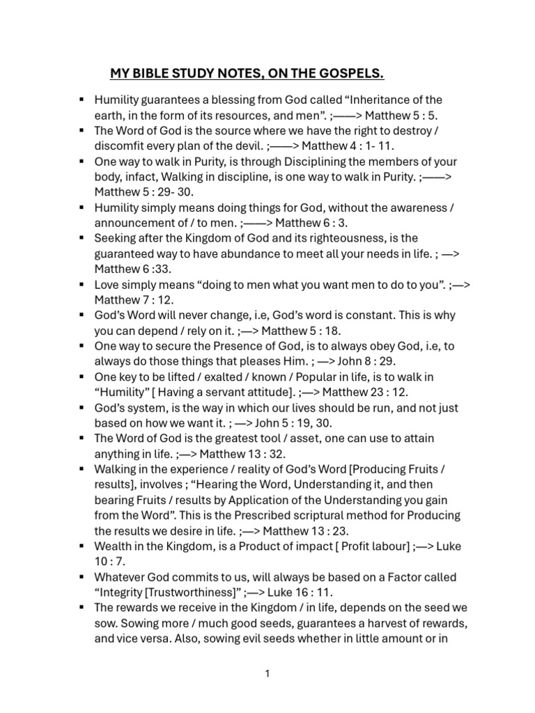 My Bible Study Notes Pdf Prayer Jesus