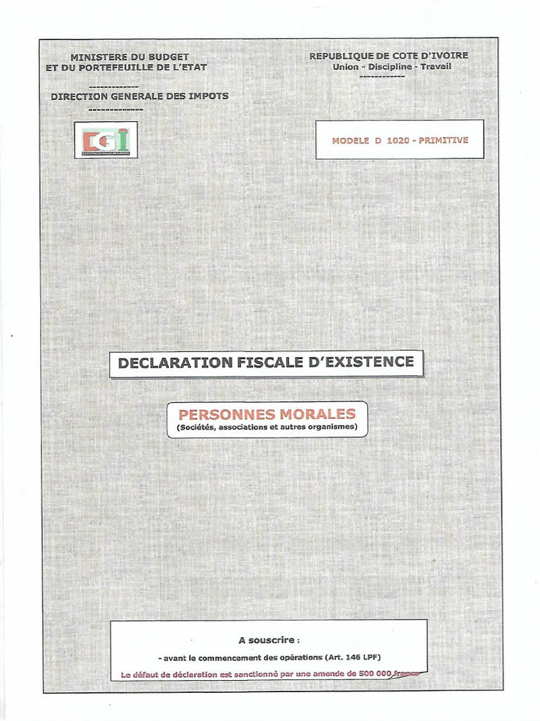 Declaration Fiscale D'existence | PDF
