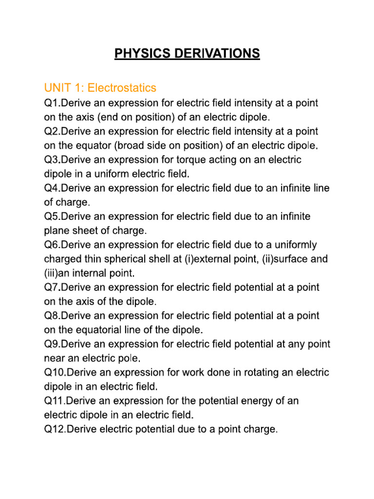 Physics Derivations | PDF