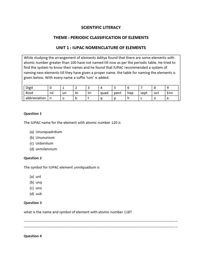 PISA SAMPLE 2 Scientific-Literacy-Periodic-Table | PDF | Periodic Table ...