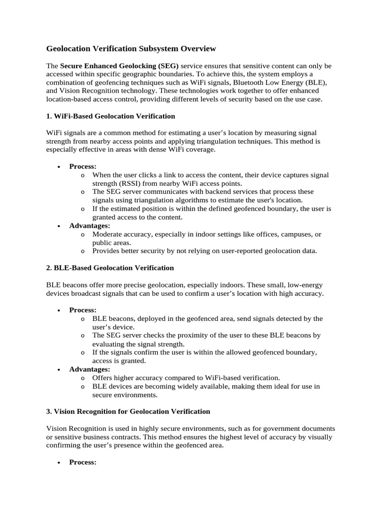 Geolocation Verification Subsystem Overview | PDF | Wi Fi | Computer Engineering