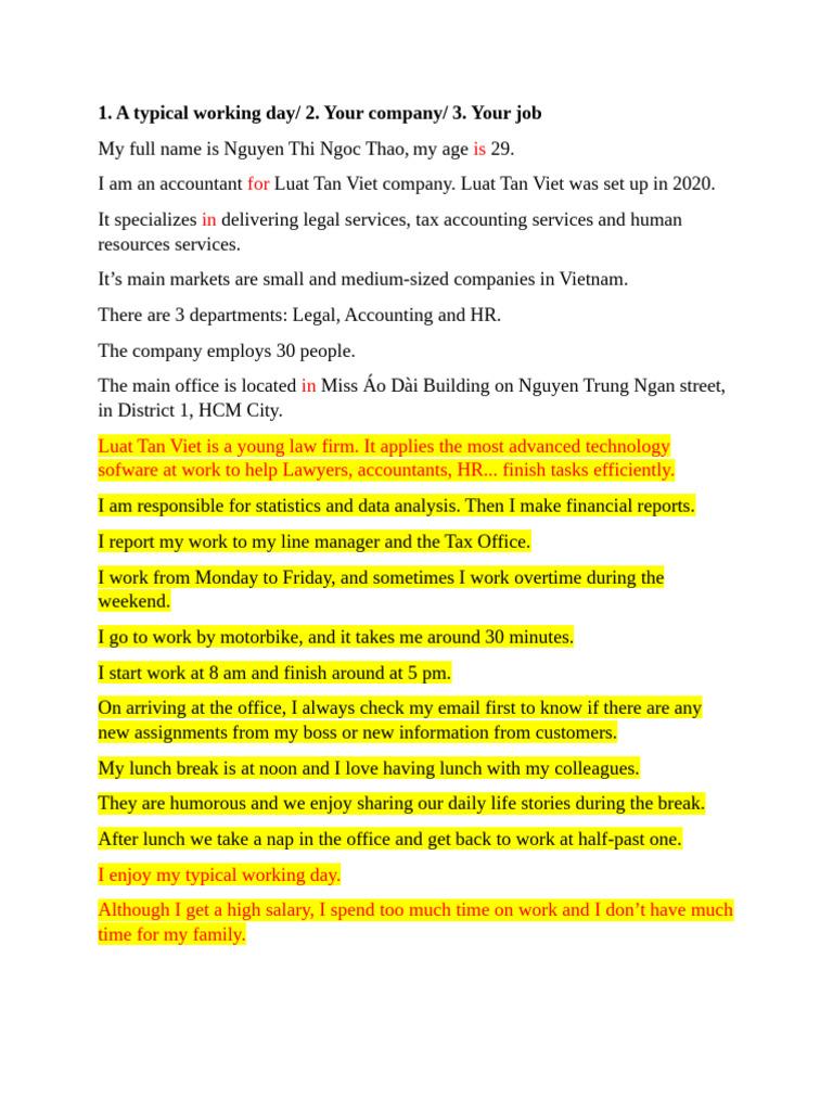 A Typical Working Day/ 2. Your Company/ 3. Your Job | PDF