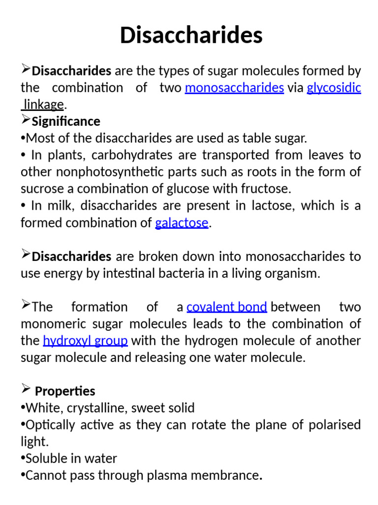 Carbohydrates Disaccharides | PDF