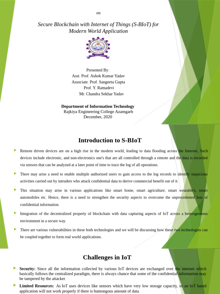 Secure Blockchain With Internet of Things (S-Biot) For Modern World Application | PDF | Internet ...