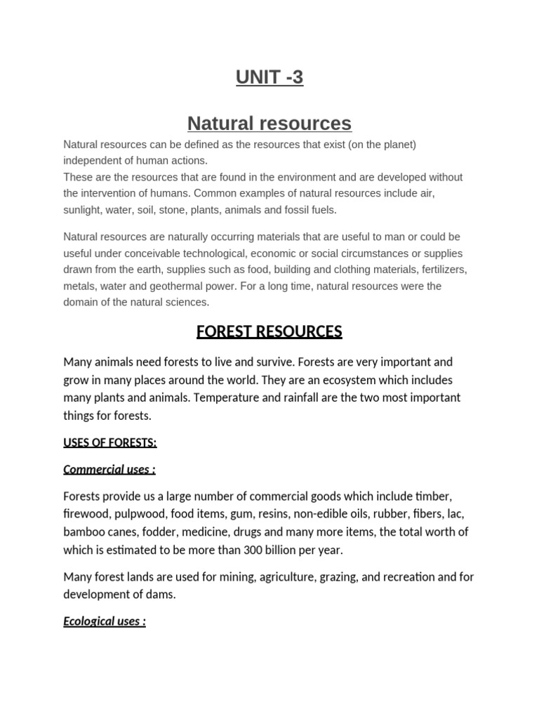 Unit-3 Natural Resources | PDF | Water | Agriculture