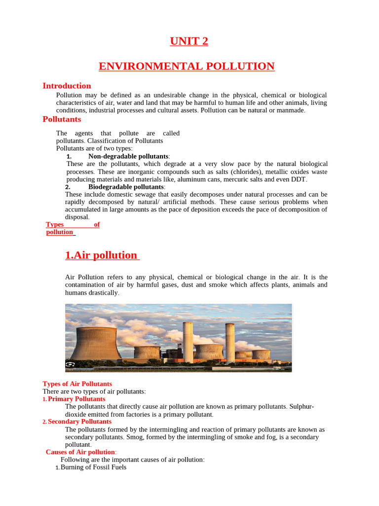 Unit 2 Environmental Pollution | PDF | Electronic Waste | Water Pollution