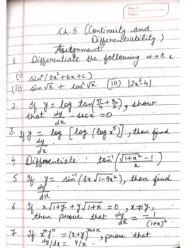 Class 12 Assignment (CH 5) | PDF