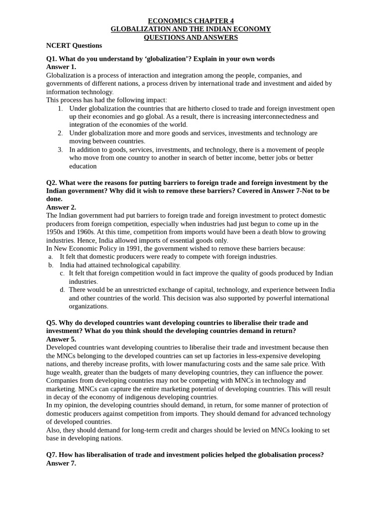 CH 4 Economics | PDF | Globalization | Multinational Corporation